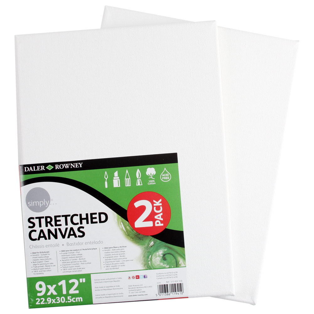 Departments - Daler-Rowney Simply Stretched Canvas 2 Pack 9"x12"